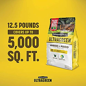 Pennington 100536600 UltraGreen Weed & Feed Lawn Fertilizer, 12.5 LBS, Covers 5000 Sq Ft