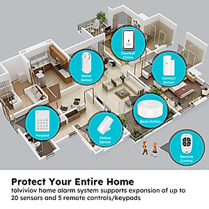 tolviviov Home Alarm System(2nd Gen), 12 Pieces Smart Home Alarm Security System DIY No Monthly Fee, Phone Alert, Alarm Siren, Door/Window Sensors, Remotes, Work with Alexa, for House Apartment Office