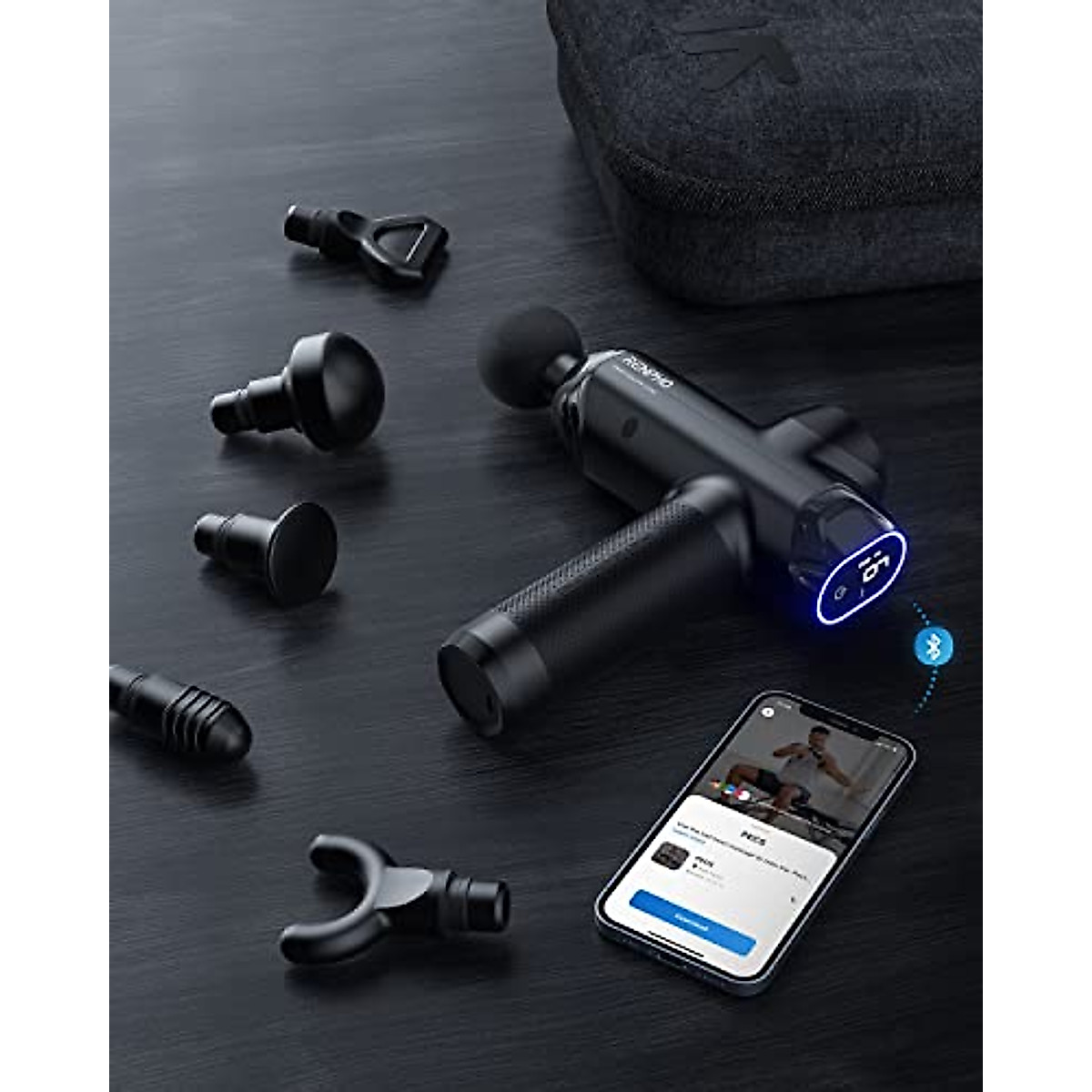 RENPHO Massage Gun Deep Tissue, FSA HSA Eligible Percussion Muscle Massage Gun Bluetooth for Athletes, Portable Electric Handheld Massager Gun, LED Touch Display