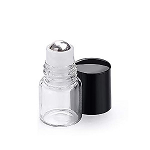 50 Pack 1ml Clear Glass Sample Vials For Essential Oils,Empty Glass Roller Bottle With Stainless Steel Roller Ball 1/4 Dram Glass Vials Perfume Roll On container-Funnel,Opener,Dropper Included