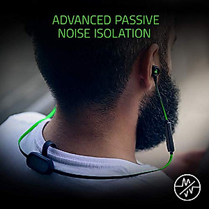 Razer Hammerhead Bluetooth Earbuds for iOS & Android: Sweat-Resistant Design - 8 Hr Battery - Custom-Tuned Dual-Driver Technology - in-Line Mic & Volume Control - Aluminum Frame - Matte Black/Green