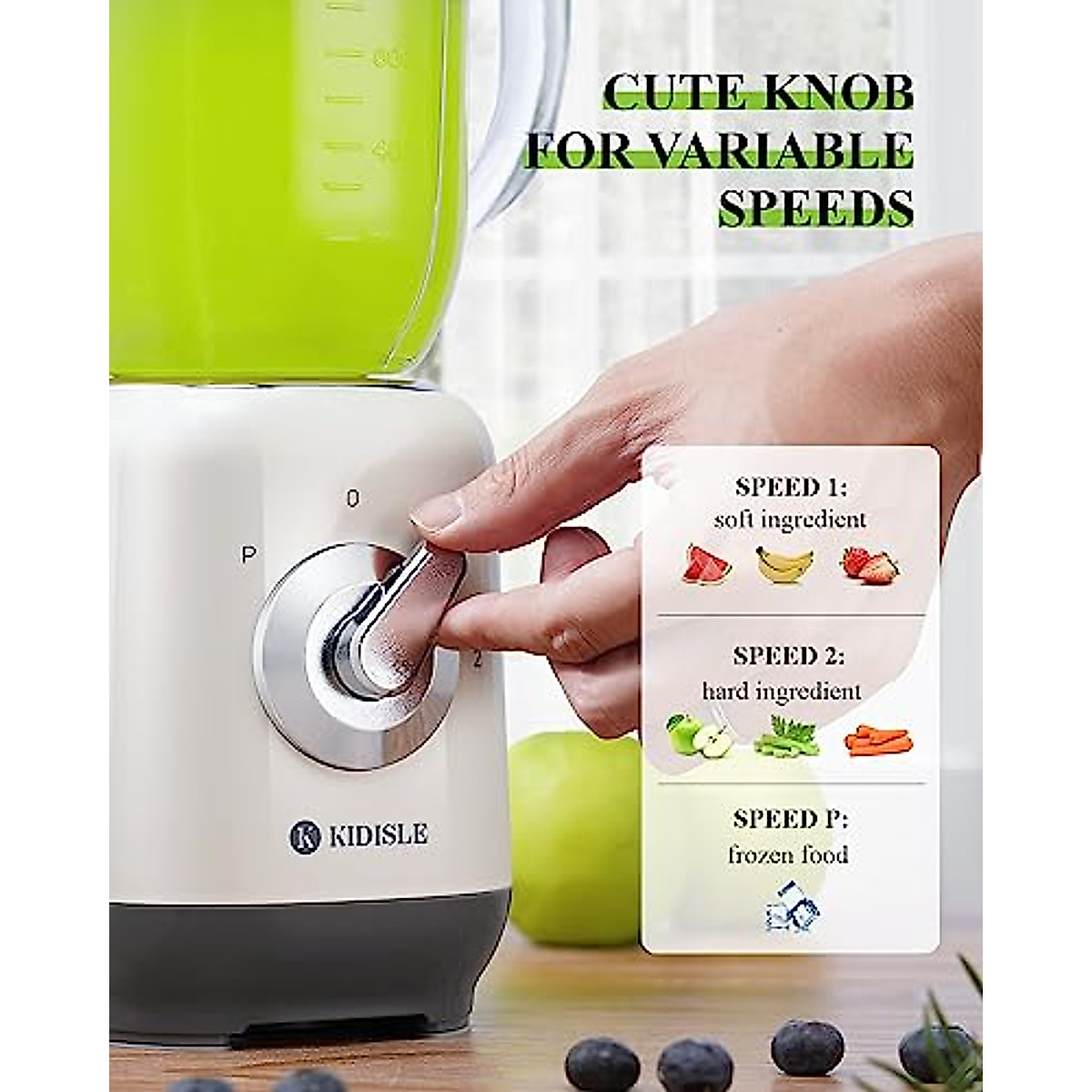 KIDISLE Retro Blenders for Kitchen, 34oz Glass Jar, 700W Smoothie Blender for Shakes and Smoothies, 3 Adjustable Speed for Milkshake, Ice Crush, Puree and Frozen Fruit, White