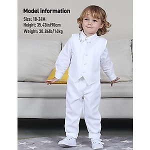 A&J DESIGN Toddler Boys White Suit Christening Baptism Outfit Tuxedo Vest Set 2-3T
