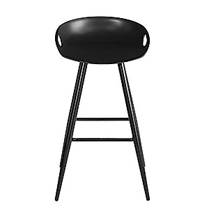 Set of 2 Bar Stools, 32.3-inch Simple Modern Style High Counter Stool with Low Backrest & Footrest & Metal Legs & PP Seat, Portable Barstools for Kitchen Island Patio Balcony, Full Black …