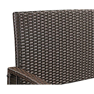 Patio Sense 63363 Miles Patio PU Wicker Steel Frame All Weather Bench Attractive Woven Design Easy Assembly Lightweight Year Round Accent Patio Porch Lawn Garden Setting - Mocha