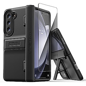 VRS DESIGN Phone Case for Galaxy Z Fold 5 5G Phone Case (2023) [Quick Stand Modern], Modern Neat Style Hinge Protection Case with Multi Angle Kickstand & Tempered Glass Screen Protector