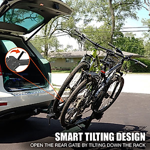 BV Bike Bicycle Hitch Mount Rack Carrier for Car Truck SUV for Standard Bikes, E-Bike, Fat Tire Bikes - Tray Style Smart Tilting Design (E-Bike/Fat Tire 2 Bike)