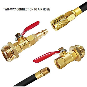 Winterize Blowout Adapter with 1/4" Male Quick Plug & 3/4" Male GHT Thread,Brass Quick Fitting with Ball Valve for Blowing Out Water to Winterize Garden Hose, Sprinkler Systems, etc. (Male GHT)