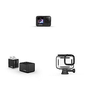 GoPro HERO9 Black - Waterproof Action Camera & Dual Battery Charger + 2 Enduro Batteries (HERO11 Black/HERO10 Black/HERO9 Black) & Protective Housing (HERO11 Black/HERO10 Black/HERO9 Black)
