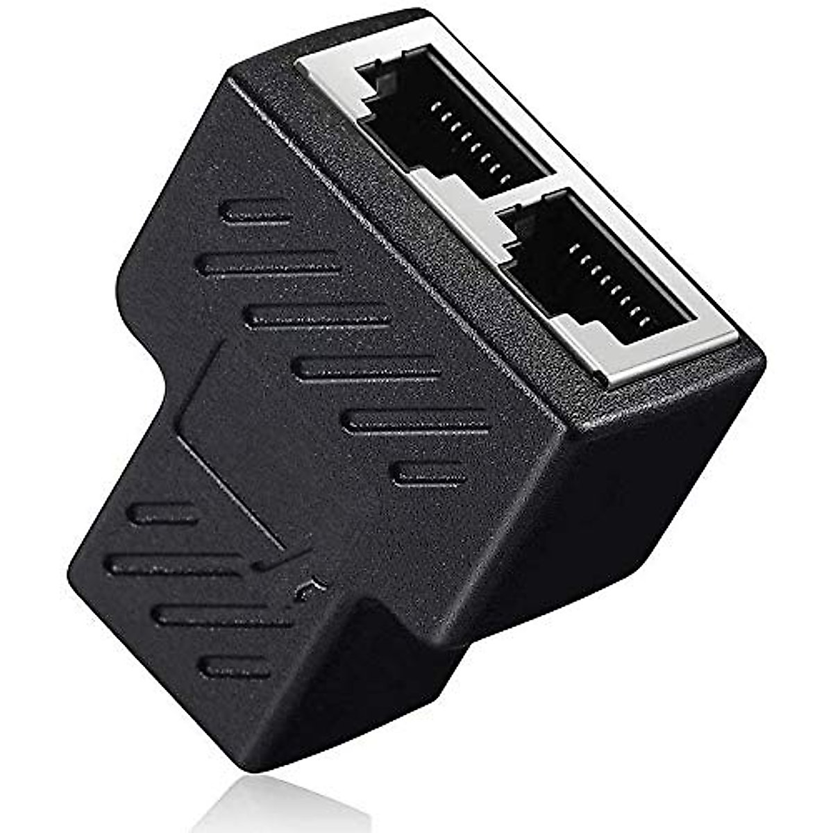 RJ45 Splitter Adapter, Minriu 1 to 2 Port USB to RJ45 Socket Adapter Interface Ethernet Adapter 8P8C Extender Plug LAN Network Connector for Cat5, Cat5e, Cat6, Cat7, Black 1