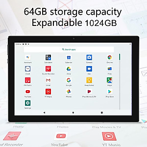 ZZB Tablet 10 Inch Android 13 Tablets, 64GB+8GB Tablet, 1024GB Expand，6000mah Battery, Quad-Core Processor Tableta, 8MP Camera WiFi BT 10.1'' IPS HD Touch Screen,10 in Tabletas