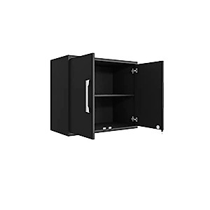 Manhattan Comfort Eiffel 3-Piece Storage Garage Set in Matte Black