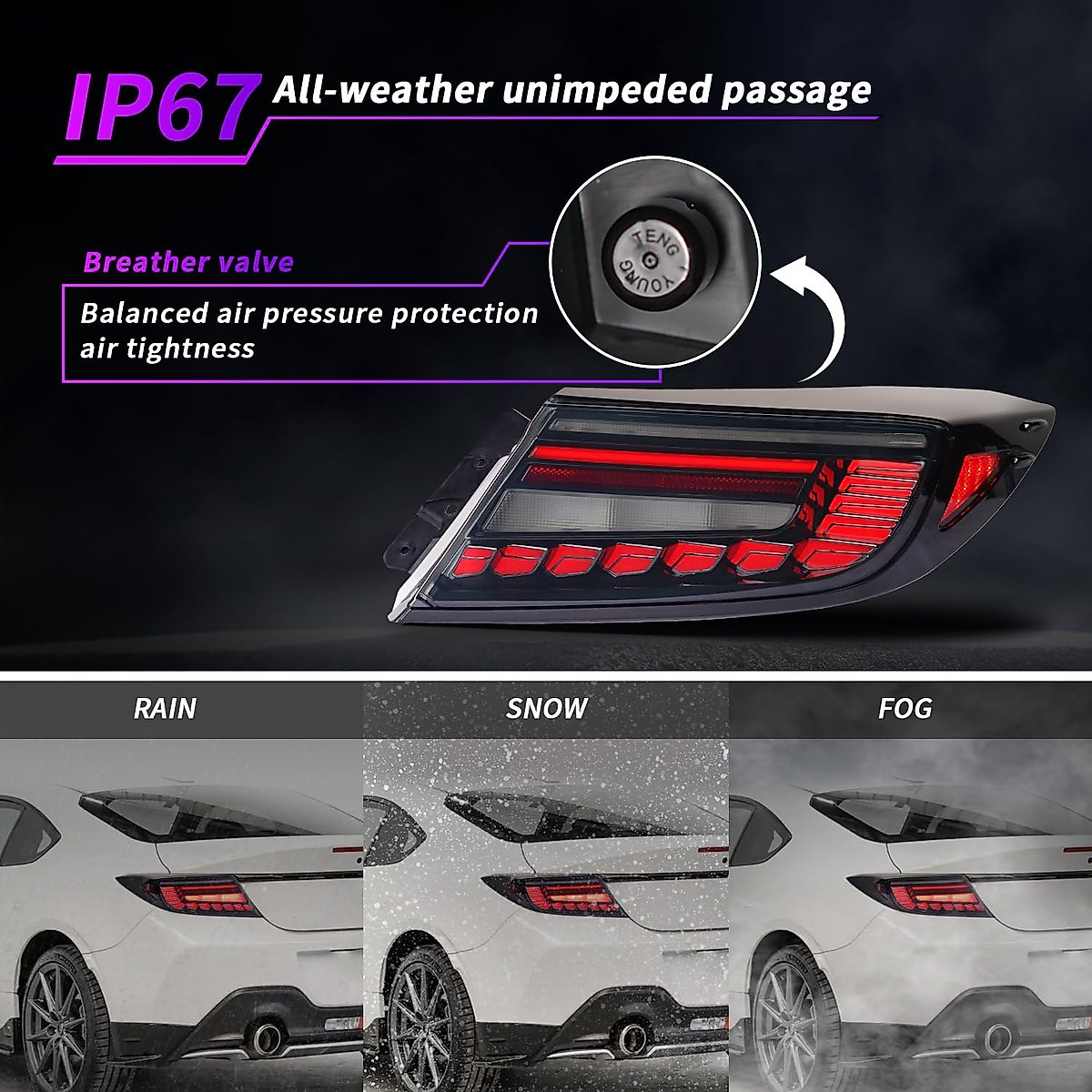 LONGDING LED Tail Lights Assembly Compatible with 2021 2022 2023 2024 Toyota GR86 / Subaru BRZ 2nd Gen ZN8/ ZD8 w/Start Up Animation & Sequential Turn Signals Rear Lamps Replacement