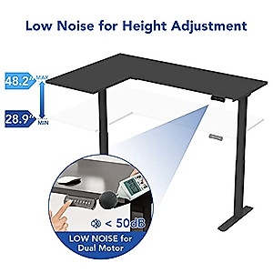 FLEXISPOT Pro Corner Desk Dual Motor L Shaped Computer Electric Standing Desk Sit Stand Up Desk Height Adjustable Desk Home Office Table, Black Frame Only