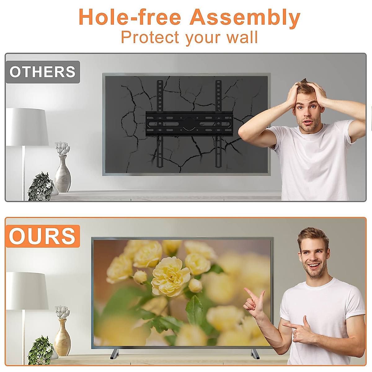 Base TV Legs for TCL Roku TV Stand with Yellow Glow Remote Cover, TV Feet Replacement for TCL TV Stand Legs for 28 32 40 43 49 50 55 65 Inch TV - 32S321 40S325 43S303 50S425 55S525 65S425 with Screws