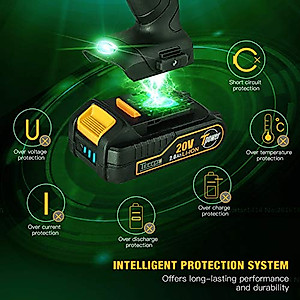 TECCPO 20V MAX 2.0 Ah Lithium Ion Battery Pack, Rechargeable Replacement Battery, for All 20V TECCPO & POPOMAN Cordless Power Tools