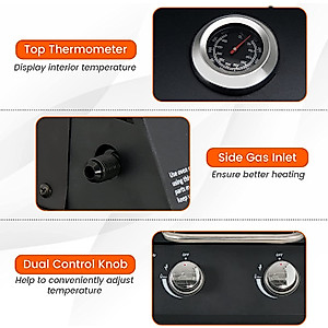 Grill Portable Gas Grill, 20,000 BTU Two Burner Tabletop Barbecue Grill w/Built-in Thermometer, Grease Tray, Waterproof Top Lid, Folding Legs, Compact Propane Grill for Backyard, Camping, Picnic