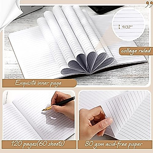 Harloon 12 Pcs Back to School A5 Composition Notebook Journals 8 in x 5.75 in College Ruled Kraft Notebooks with Rainbow Spines Small Lined Composition Book for School Office Home Kid Women 60 Sheet