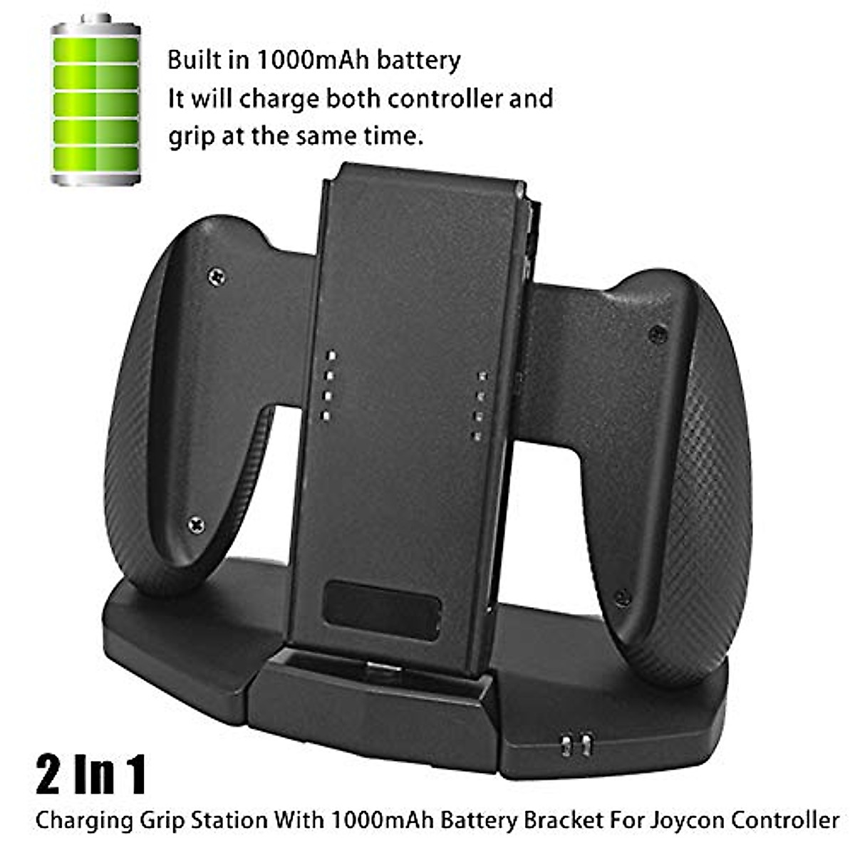 Charging Grip with 1000mAh Battery, 2-in-1Comfort Grip for Joycon Controller,Portable Charger Dock Game Console Charging Station,High Speed Charge