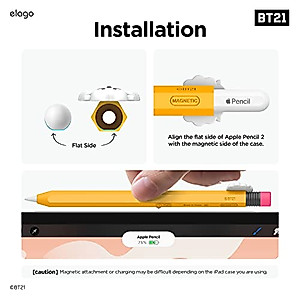 elago BT21 Classic Pencil Case Compatible with Apple Pencil 2nd Generation, Durable Silicone Cover, Protective Holder, Compatible with Magnetic Charging and Double Tap [Official Merchandise] [RJ]