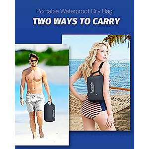 Luxtude Waterproof Dry Bag for Women Men, 5L Thicker Waterproof Backpack with Phone Case, Roll Top Floating Marine Dry Bags for Kayaking, Rafting, Hiking, Swimming, Boating, Beach etc. (Black)