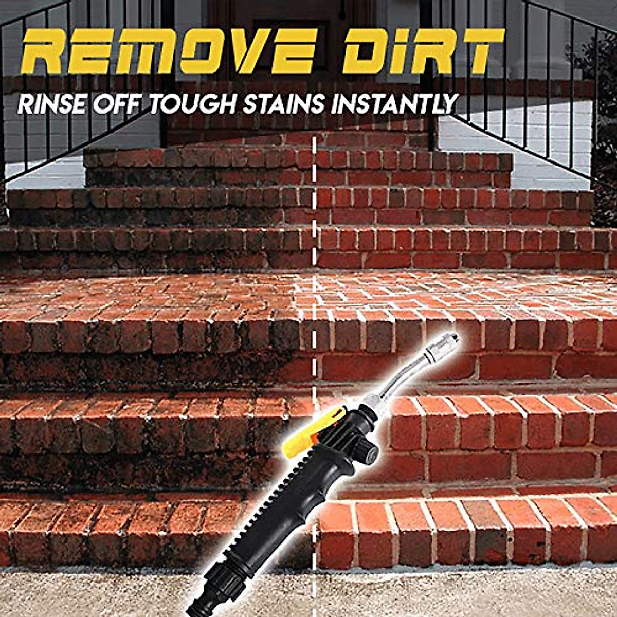 Radorock Portable High Pressure Power Washer Water Gun Watering Wand Sprayer 3/4" Hose Nozzle High Pressure Jet Washer for Outdoor Garden Car Window Washing,2 Nozzles Switch Modes (48cm)