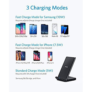 Anker 2 Pack 313 Wireless Charger (Stand), Qi-Certified for iPhone 14/14 Pro/14 Pro Max/13/13 Pro Max, 10W Fast-Charging Galaxy S20, S10 (No AC Adapter)