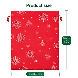 FloraSea 3 Pack 20x16 inches Christmas Big Cotton Gift Bags With Drawstrings,Reusable Holiday Fabric gift bags,Christmas Giant Gift Bags Large Present Bags for Xmas Presents Party Favor