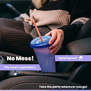 Color Changing Cups with Lids and Straws for Adults - 5 x 24oz Reusable Cups with Lids and Straws, Bulk Plastic Cups with Lids and Straws for Kids, Cold Iced Coffee Cups & Women Water Party Tumbler