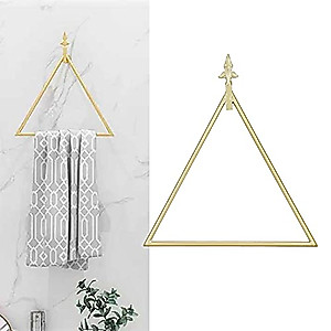 Towel Holder, Hand Towel Ring, Triangular Towel Rack Storage Hanger for Bathroom Toilet Kitchen Storage, Wall Mounted (Gold)