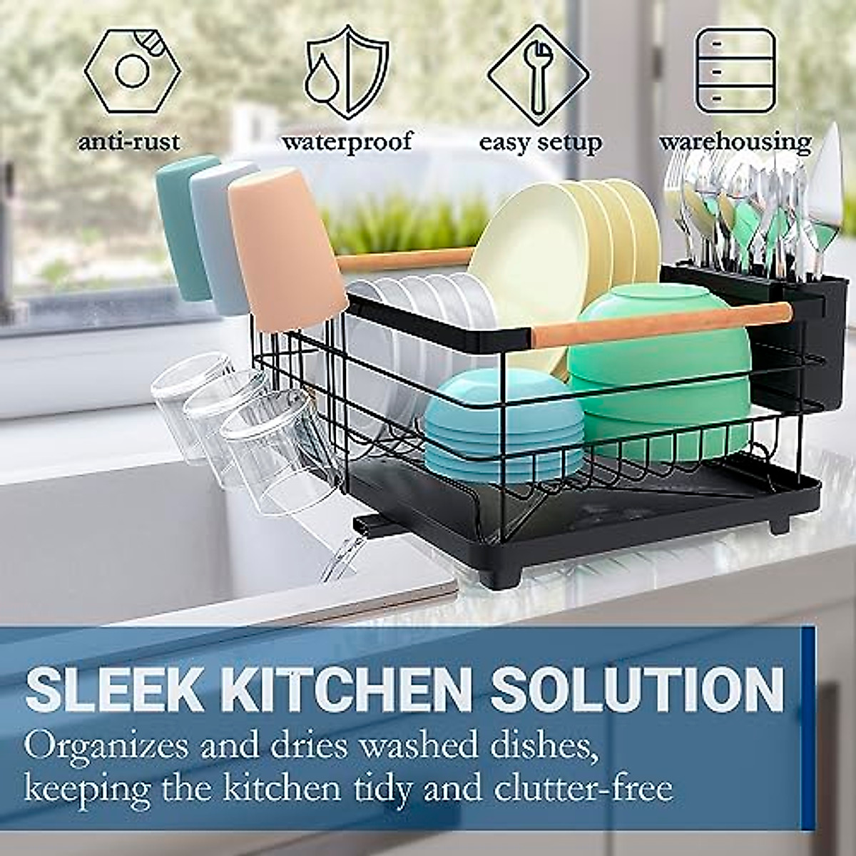 Dish Drying Rack - Dish Drainers for Kitchen Counter - Compact Portable Drainboard - Best RV Accessories Kitchen Storage & Organization - Kitchen Essentials Dish Drying Rack - Housewarming Gift Idea