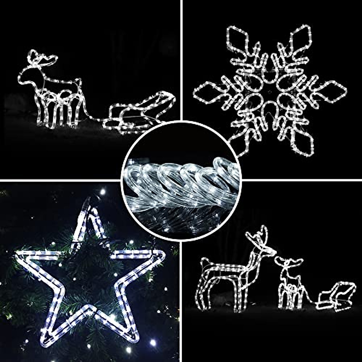 Party Spot! 100ft 960 LED Rope Lights, Strip Lights, Waterproof, 110V Connectable Led Rope Lights for Indoor, Outdoor, Weddings, Parties, Pool, Camping, Garden (Cool White)