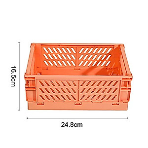 Hefddehy Collapsible Crate Plastic Folding Storage Box Basket Utility Cosmetic Container Pink