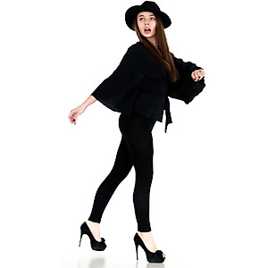 Leggings Depot Womens 1" Waistband High Waisted Solid Leggings Pants (Full Length, Black, One Size Plus)
