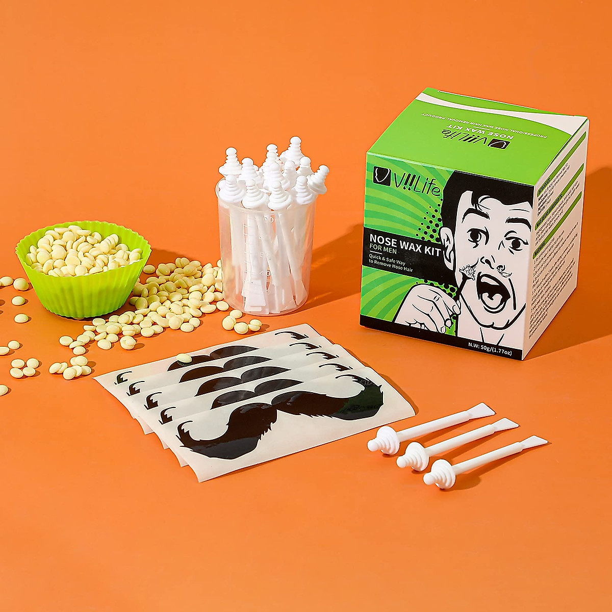 ViiLife Nose Wax Kit Nose Hair Removal with 20 Nose Wax Applicator Sticks Nose Hair Remover Kit Nose Hair Waxing Kit for Men and Women 10-20 Times Usage