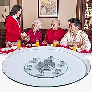 MANG Large Tempered Glass Lazy Susan Round Rotating Turntable Tray Kitchen Dining Table Serving Plate For Family/Birthday Parties, Chinese Restaurant