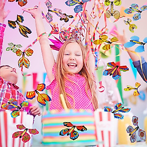 AhlsenL 25 PCS Flying Butterfly Toy, Flying Butterfly Wind up Butterfly Toy Butterfly Card Rubber Band Powered Toy for Wedding Birthday Party Book and Greeting Cards(Upgrade 25 Styles)