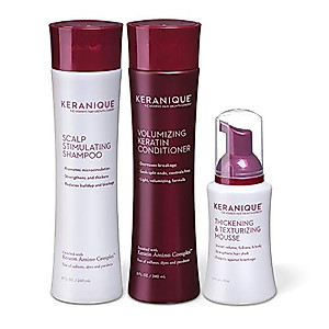 Keranique 60 Day Hair Thickening Kit | Shampoo, Conditioner, and Texturizing Mousse | Free of Sulfates, Dyes and Parabens | Improves Hair Texture | Strengthens Thinning Hair