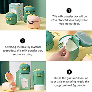 Formula Dispenser with Scoop, Dinosaur Formula Container Portable Milk Powder Storage Box with Handle Fruit Snack Food Holder for Travel Outdoor (L)