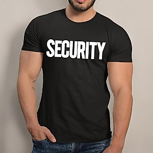 Men's Security Tee Front & Back (BB, Black/White, XL)