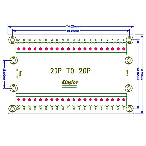 Jienk DIN Rail Mount 10A 300V 20Position 20P to 20P Screw Terminal Block Distribution Module