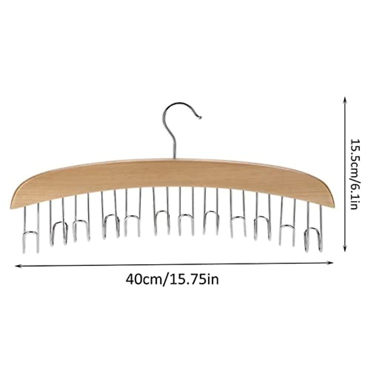 RoomForLife - Solid Wood Hanger with 12 Metal Hooks for Hanging Belts, Necklaces, Swimsuits, Ties, Scarves, Bras, Undergarments and Closet. Size 15.5 inches x 6.25 inches