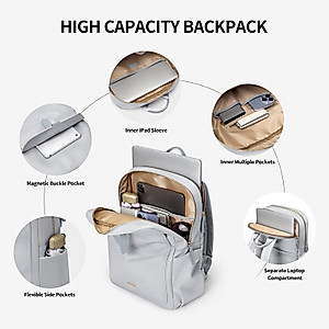 GOLF SUPAGS Laptop Backpack Purse for Women Fits 14 Inch Notebook Casual Daypack Work Travel College Bookbag Fashion Computer Bag (Pale Grey, 14 Inch)