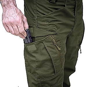 MAGCOMSEN Work Pants Men Lightweight Hiking Pants Mens Waterproof Pants Cargo Pants Tactical Pants for Men Fishing Pants Rain Pants Camping Pants Army Green