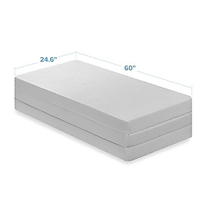 Best Price Mattress 4 Inch Trifold Memory Foam Mattress Topper with Cover, CertiPUR-US Certified, Short Queen