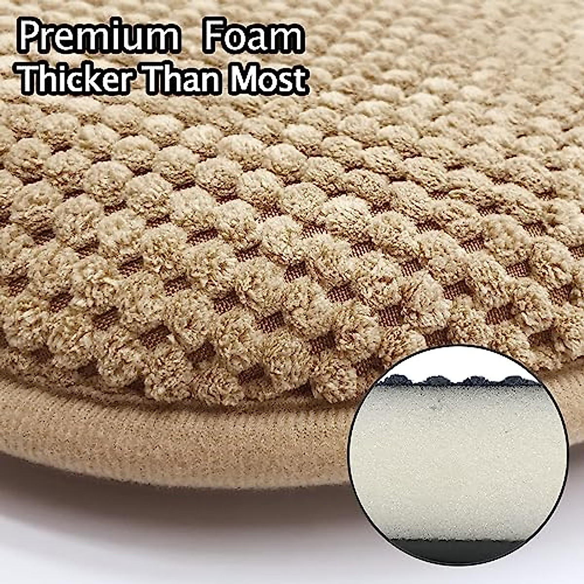 PAGGED Khaki Foam Seat Cushions Kitchen Chairs Pads for Dining Chairs Non Slip Patio Seat Cushions Set of 4 Washable U Shaped Soft Thick Large Metal Wooden Chair Cushions,17" x 15"