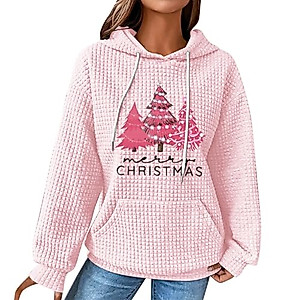 Oversized Sweatshirts For Women Loose Fit Women's Christmas Printed Hooded Sweatshirt Top (A-Christmas1-Pink, XL) Clarence Items track my orders for delivery my cart