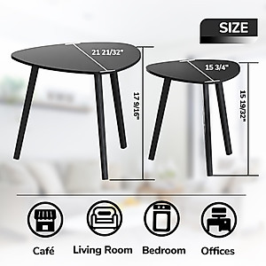 BAMEOS Bamboo Nesting Triangle End Table,Set of 2 Coffee Table Modern Minimalist Side Table for Living Room (Black)