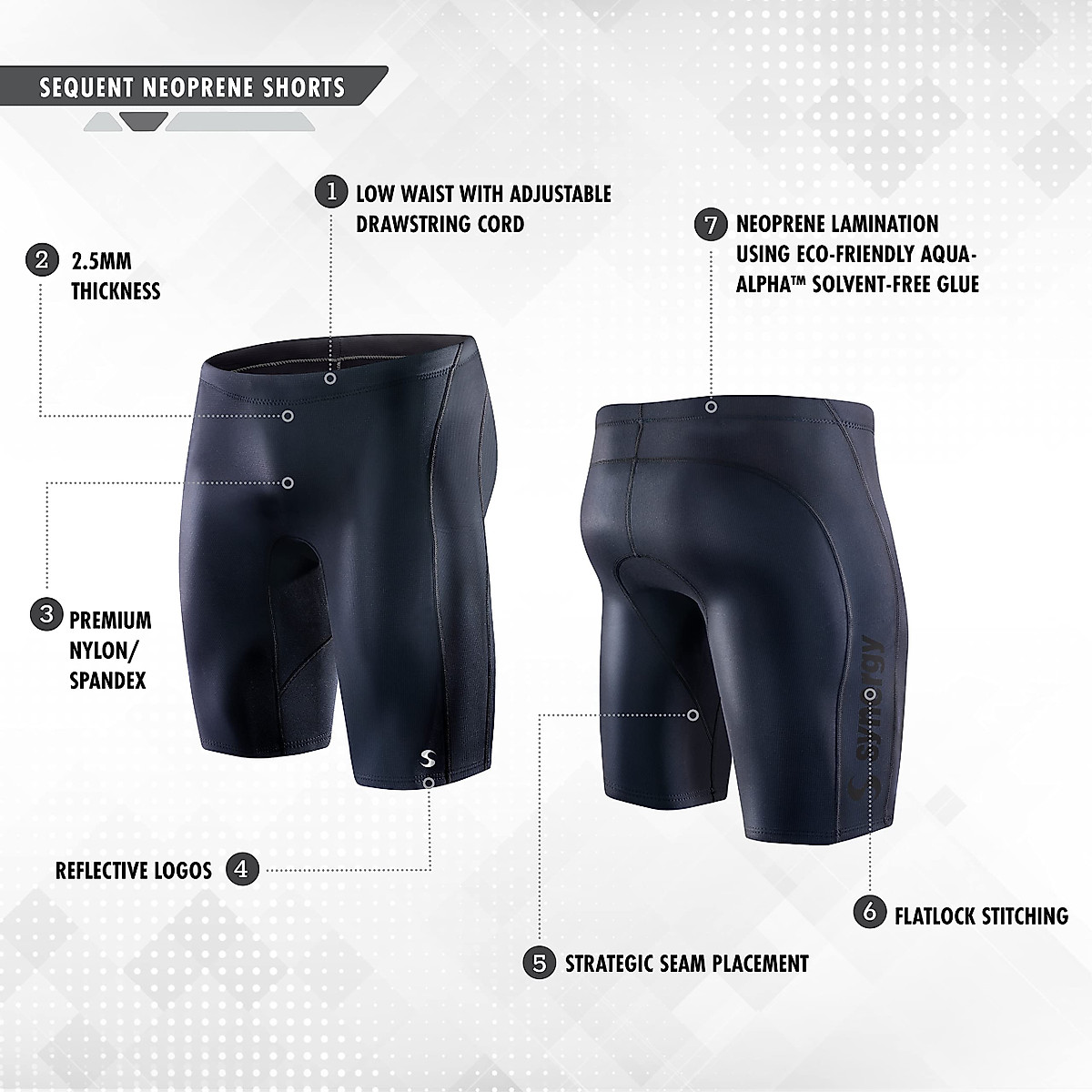 Synergy Men's Sequent Neoprene Multisport Short (Black, Large)