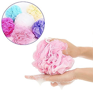 Exfoliating Bath Sponge,Exfoliate Sponge Mesh Net Ball,Set by Shower Bouquet,Bath Sponges for Shower,Shower Sponge,Bath Scrubber for Body，Bathing Accessories Bath Cleaning Utility (A)